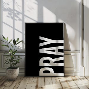 Pray, Minimalist Printable, Bold Typography, Bible Wall Art, Christian ...