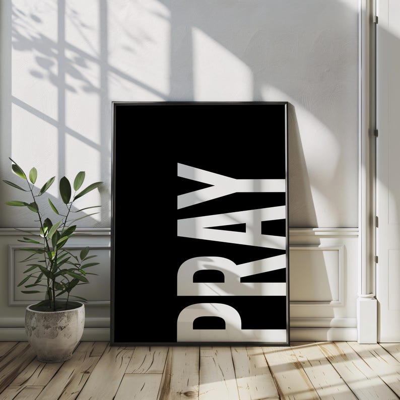 Pray, Minimalist Printable, Bold Typography, Bible Verse Wall Art ...