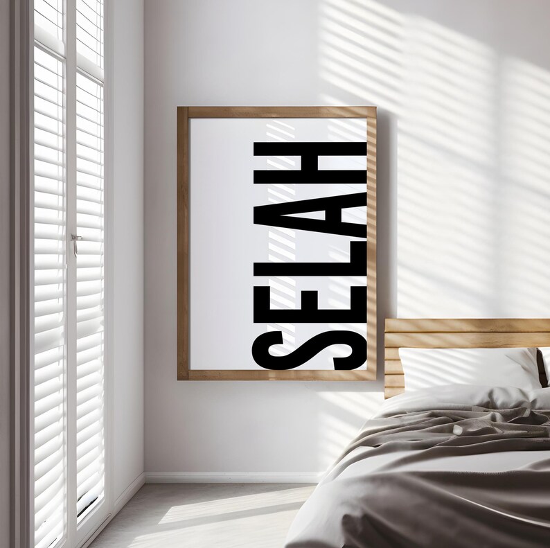 Selah, Minimalist Printable, Bold Typography, Bible Wall Art, Christian ...
