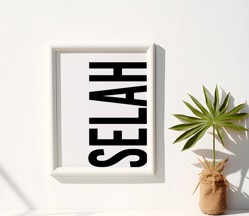 Selah, Minimalist Printable, Bold Typography, Bible Wall Art, Christian ...