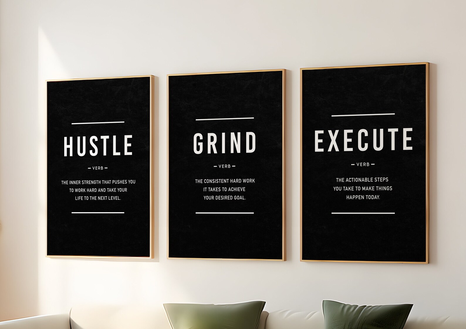 Hustle Grind Execute Prints, Minimalist Office Decor (digital Download ...