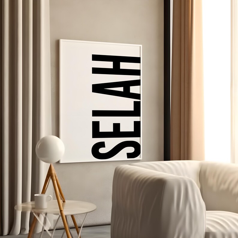 Selah, Minimalist Printable, Bold Typography, Bible Wall Art, Christian ...