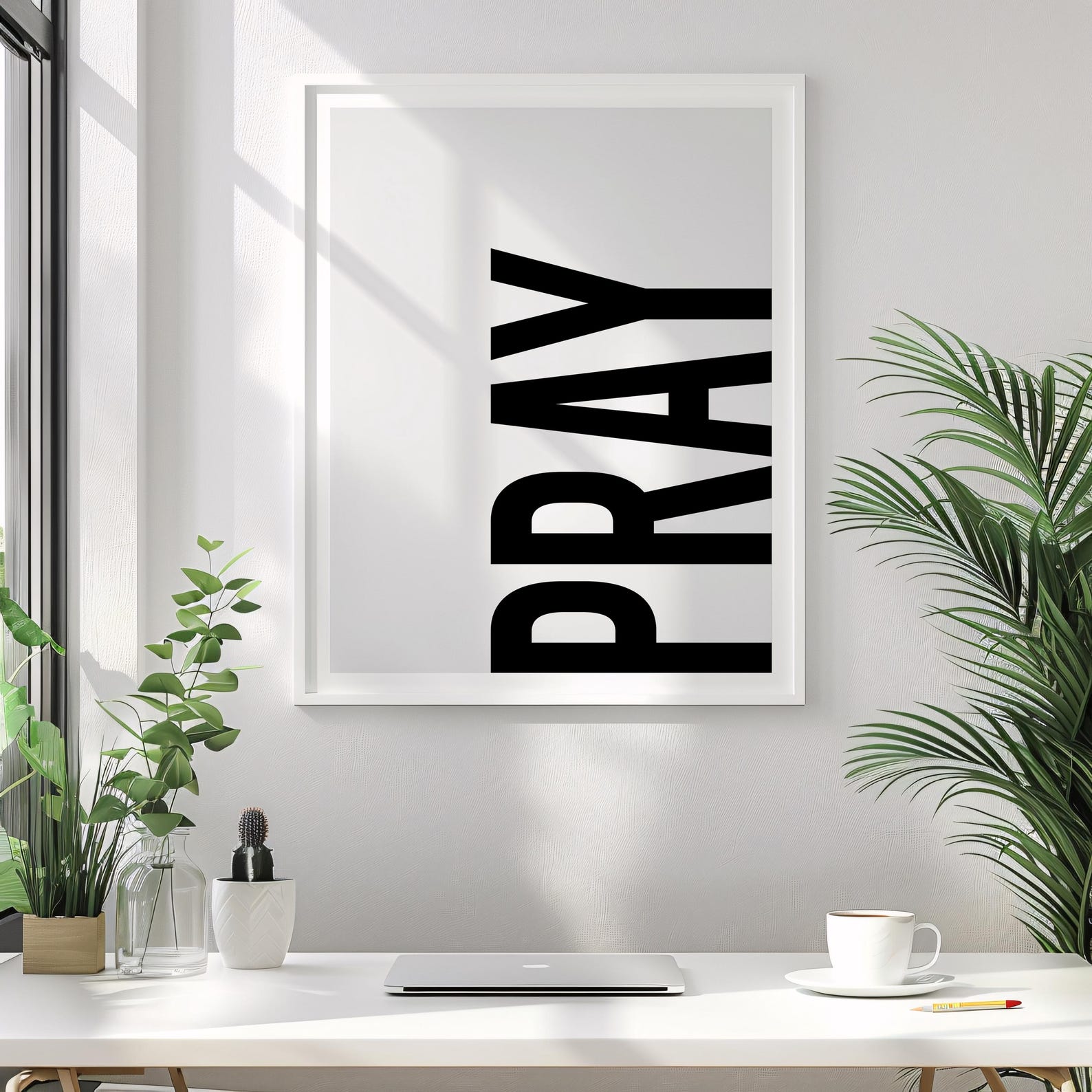 Pray, Minimalist Printable, Bold Typography, Bible Wall Art, Christian ...