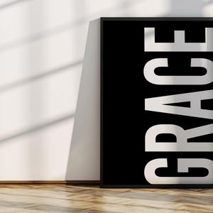 Grace, Minimalist Printable, Bold Typography, Bible Verse Wall Art ...