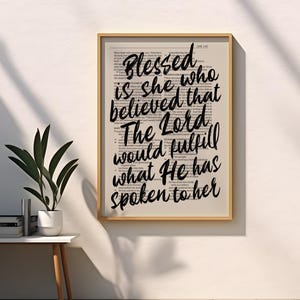Luke 1:45, Bible Verse Wall Art, Minimalist Printable, Christian Modern ...