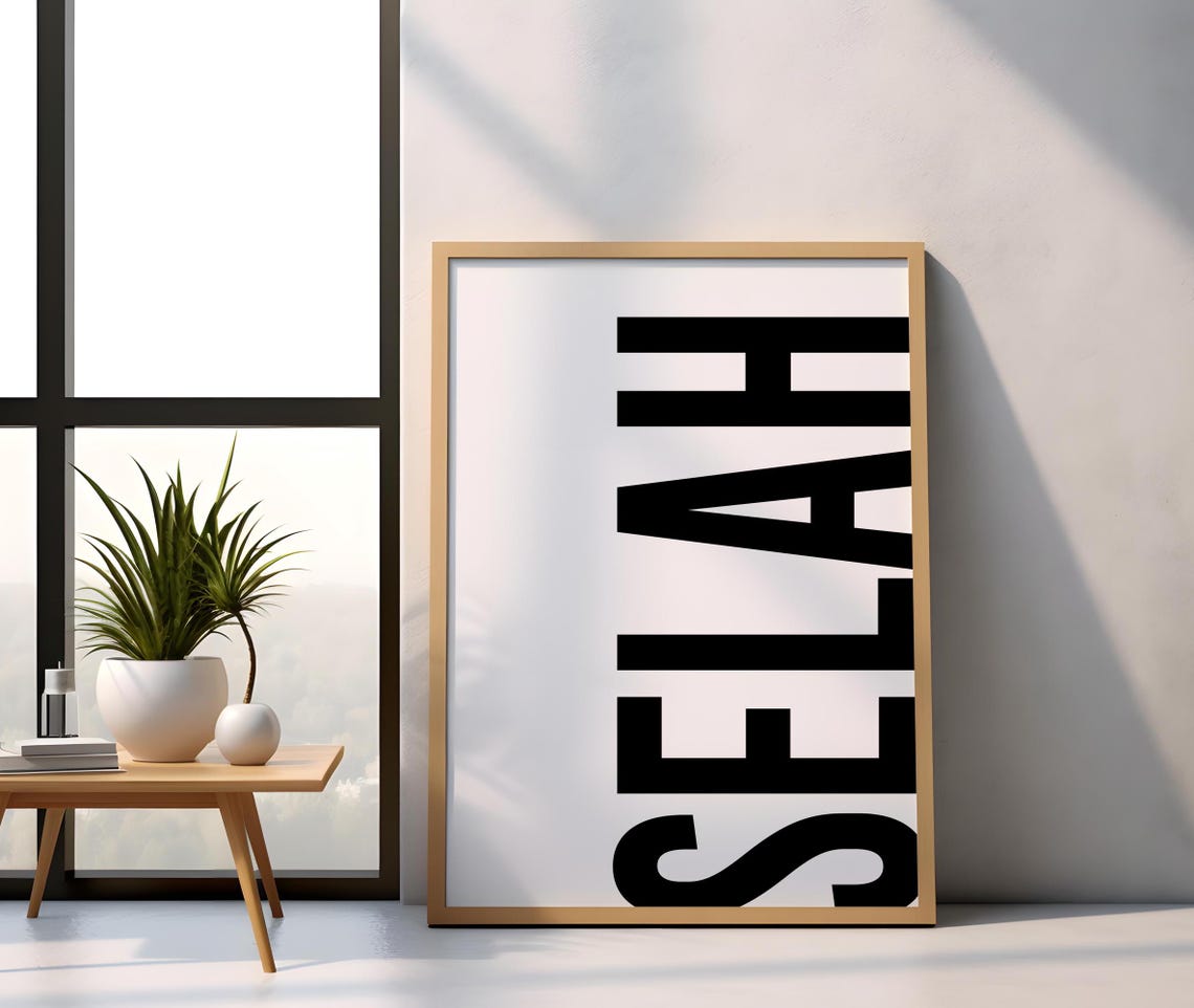Selah, Minimalist Printable, Bold Typography, Bible Wall Art, Christian ...