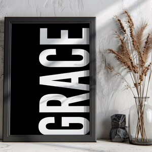 Grace, Minimalist Printable, Bold Typography, Bible Verse Wall Art ...