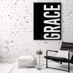 Grace, Minimalist Printable, Bold Typography, Bible Verse Wall Art ...