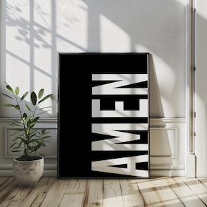 Amen, Minimalist Printable, Bold Typography, Bible Verse Wall Art ...