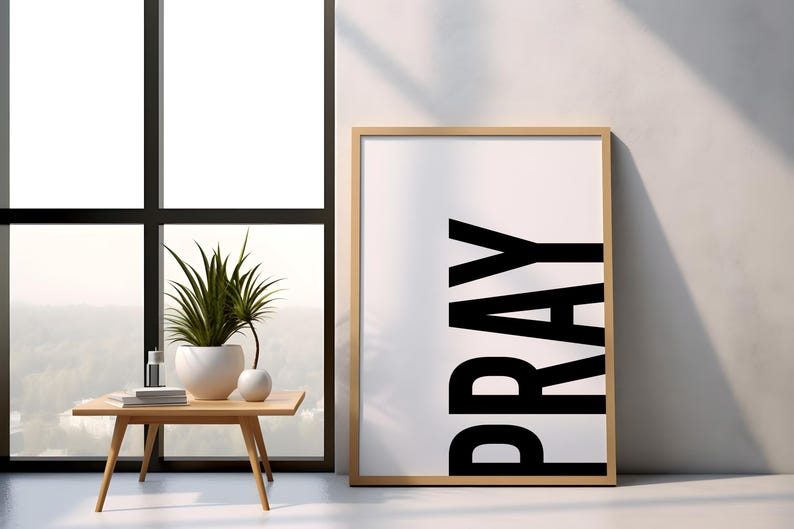 Pray, Minimalist Printable, Bold Typography, Bible Wall Art, Christian ...
