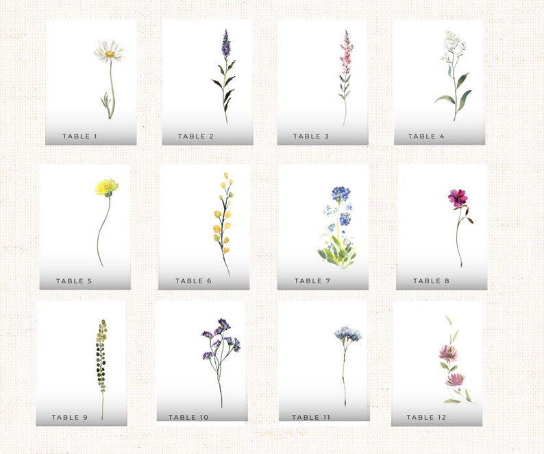 Wildflower Wedding Table Number Template | Editable Floral Design ...