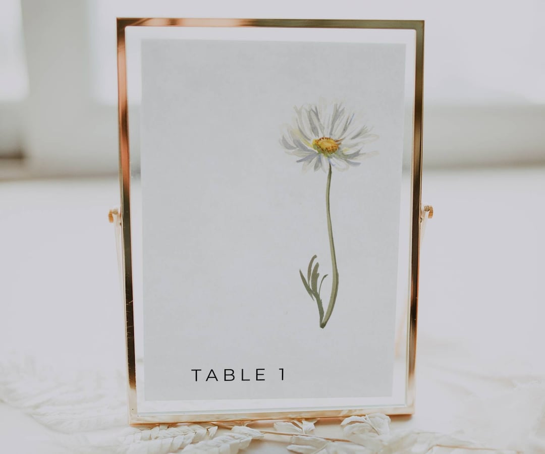 Wildflower Wedding Table Number Template | Editable Floral Design ...