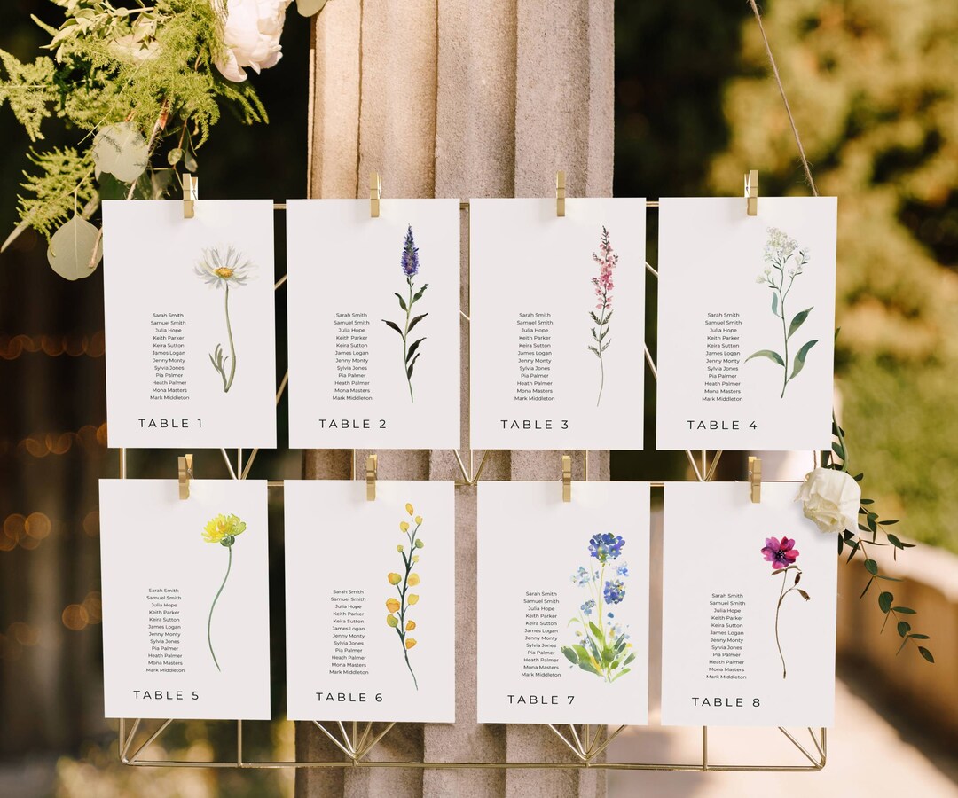 Wildflower Seating Chart | Printable Seating Chart | Rustic Wedding ...