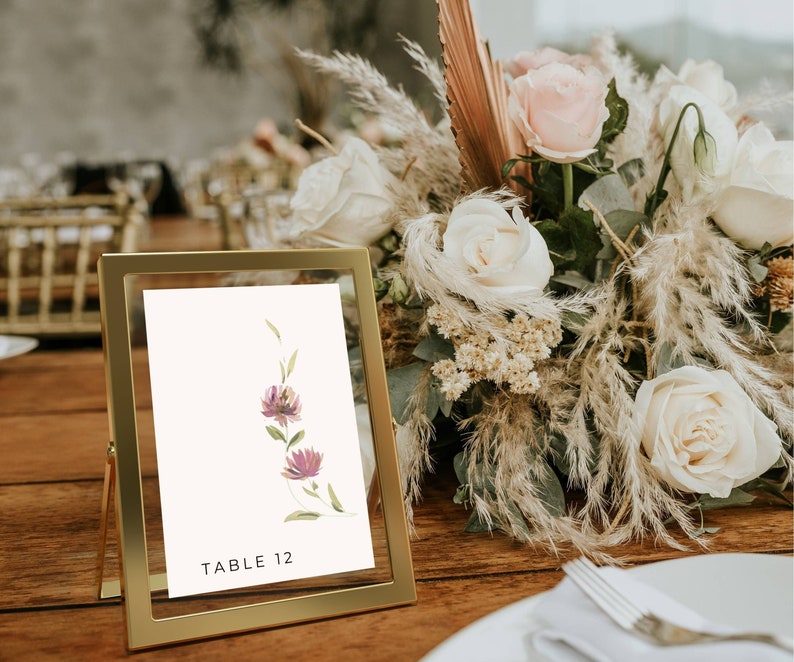 Wildflower Wedding Table Number Template | Editable Floral Design ...