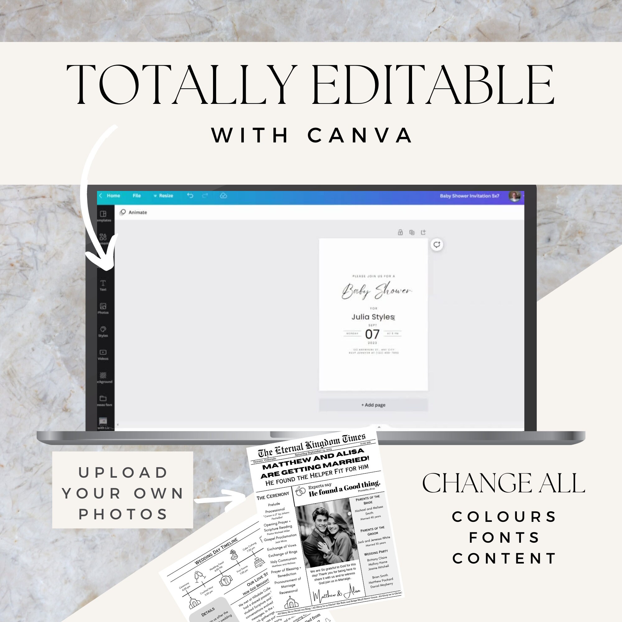 Christian Newspaper Wedding Program | Wedding Newspaper Post | Editable ...