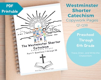 Westminster Shorter Catechism Copywork, Homeschool Workbook, Christian ...
