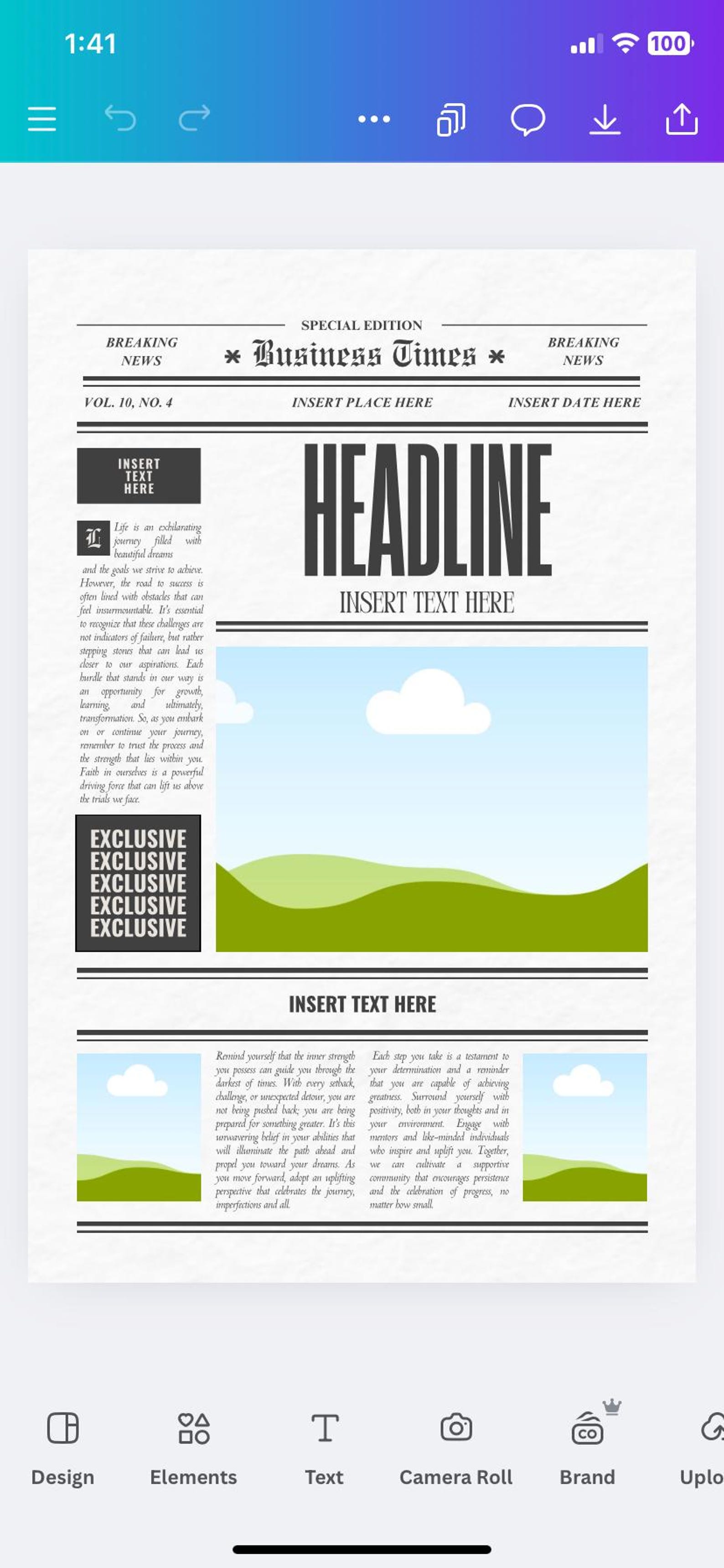 DIY Business Branding Newspaper Sheet Template - Etsy