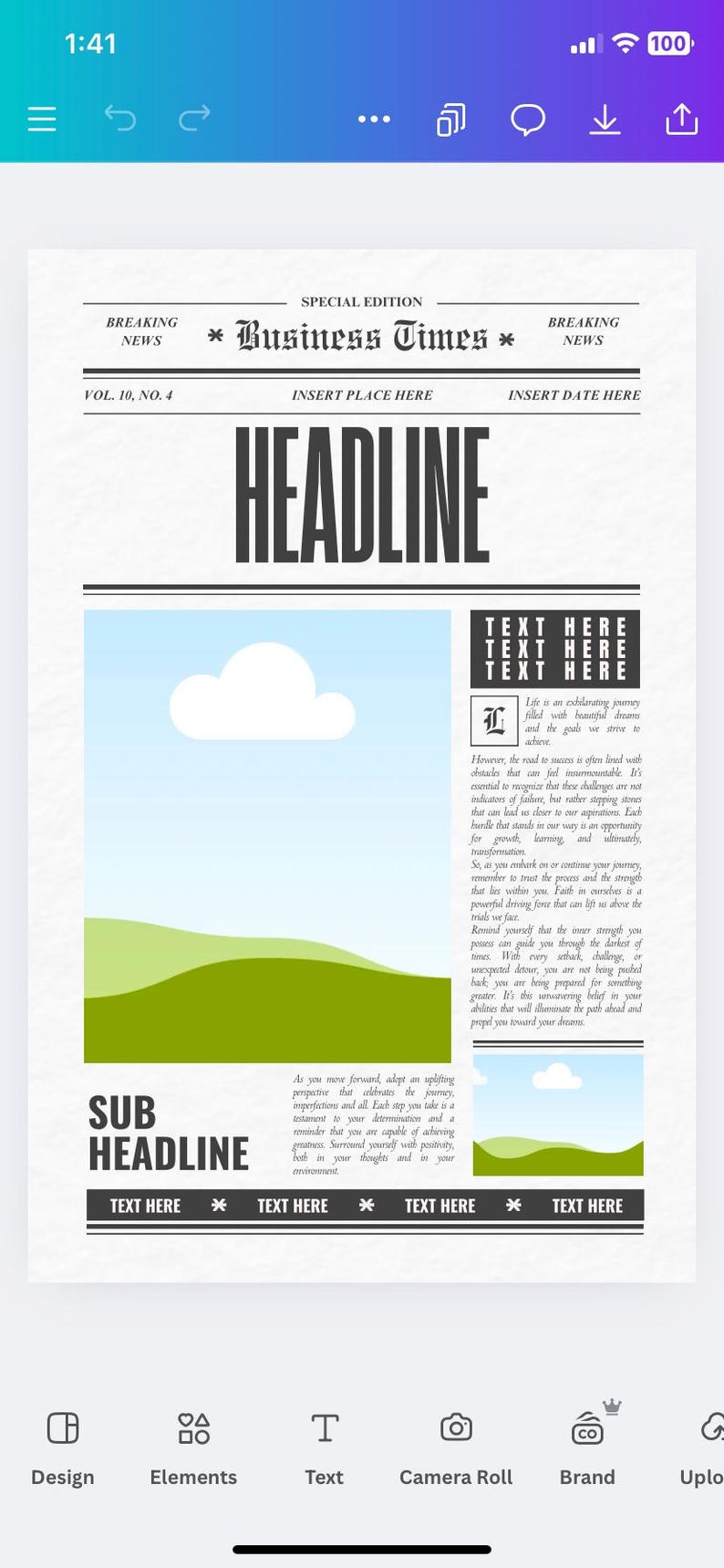DIY Business Branding Newspaper Sheet Template - Etsy