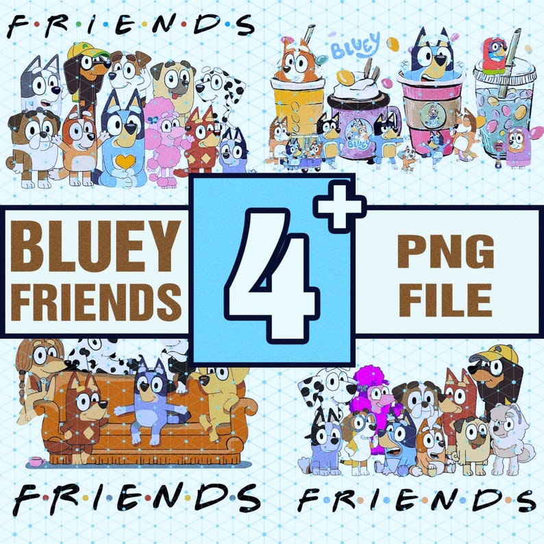 Bluey and Friends PNG Bluey Family PNG Bluey Design Digital - Etsy
