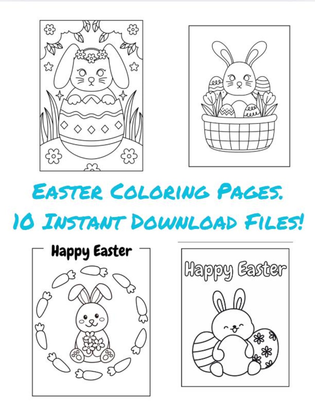 Easter Themed Printable Coloring Pages - Etsy