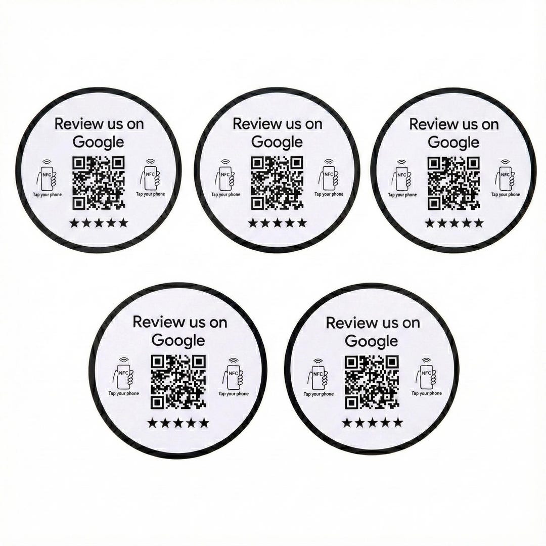 Google Review Stickers NFC and Qr 5 PACK - 10cm - Google Review Sticker ...