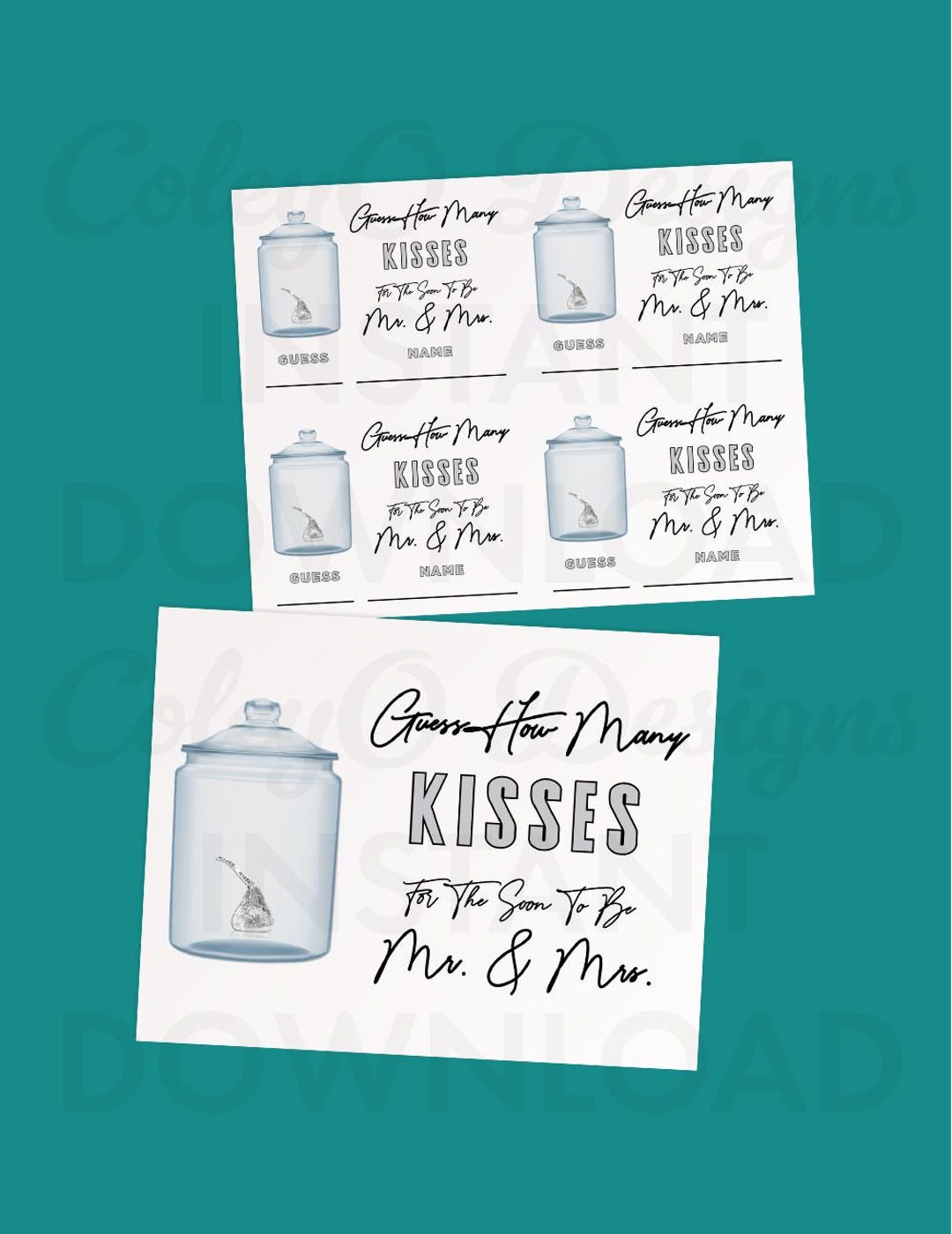Guess How Many Kisses in the Jar | Game for Prizes | Wedding Bridal ...