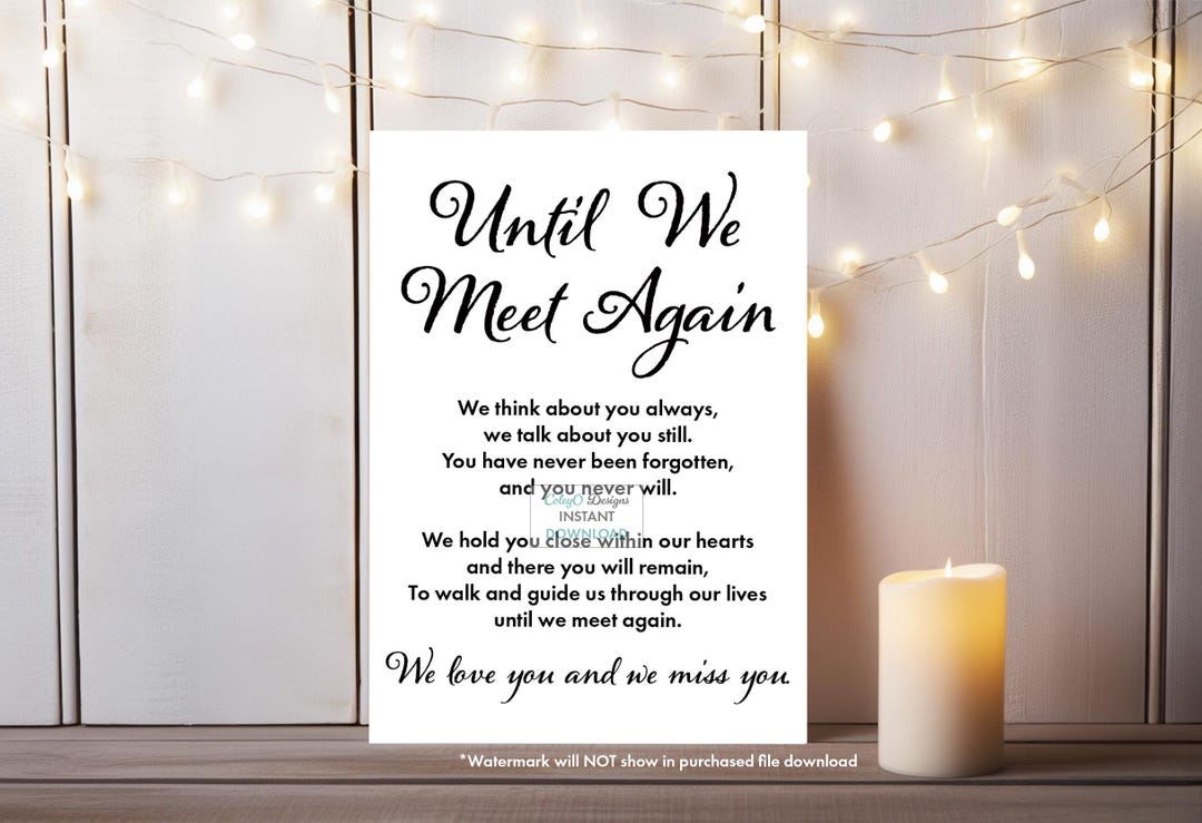 Until We Meet Again, Memory Table, in Memoriam, Heaven, Wedding ...