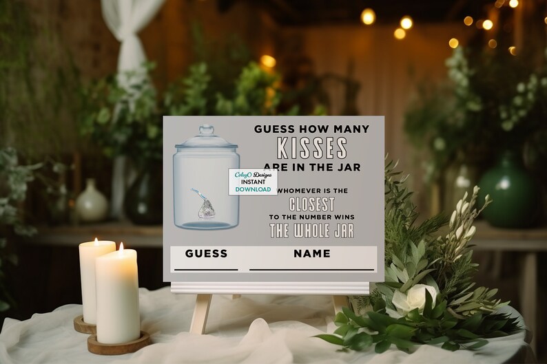 Guess How Many Kisses in the Jar | Game for Prizes | Wedding Bridal ...
