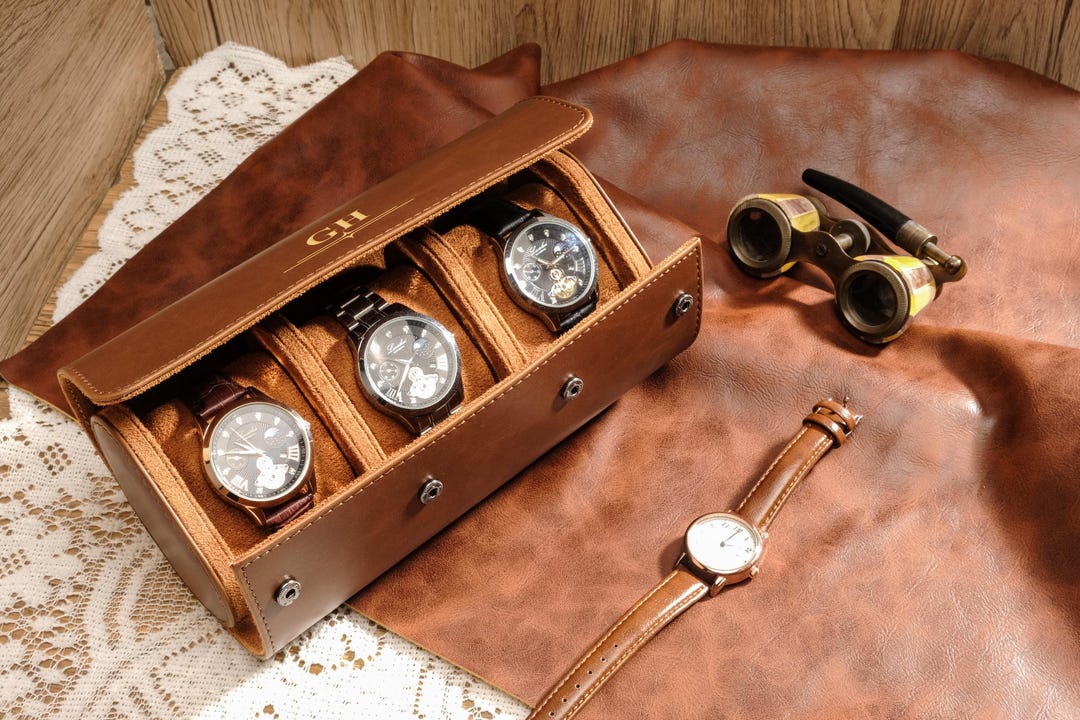 Personalized Leather Watch Case, Customized Travel Watch Box for Him ...