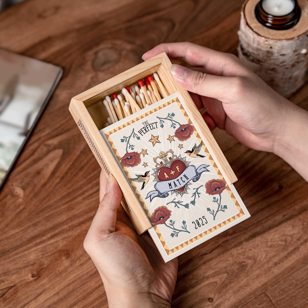 Personalized Wooden Matchbox for Couples, Engagement Present ...