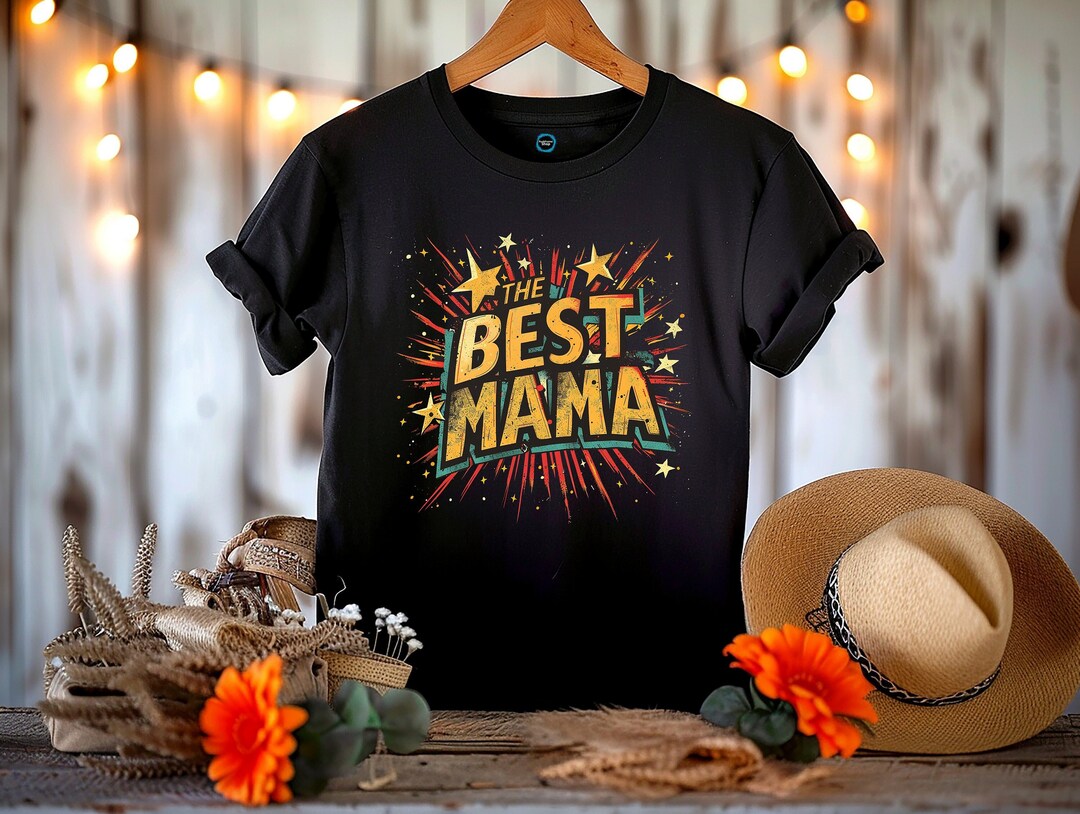 The Best Mama Shirt Retro Hero Cool Moms Tee Retro Text Shirt Mama ...