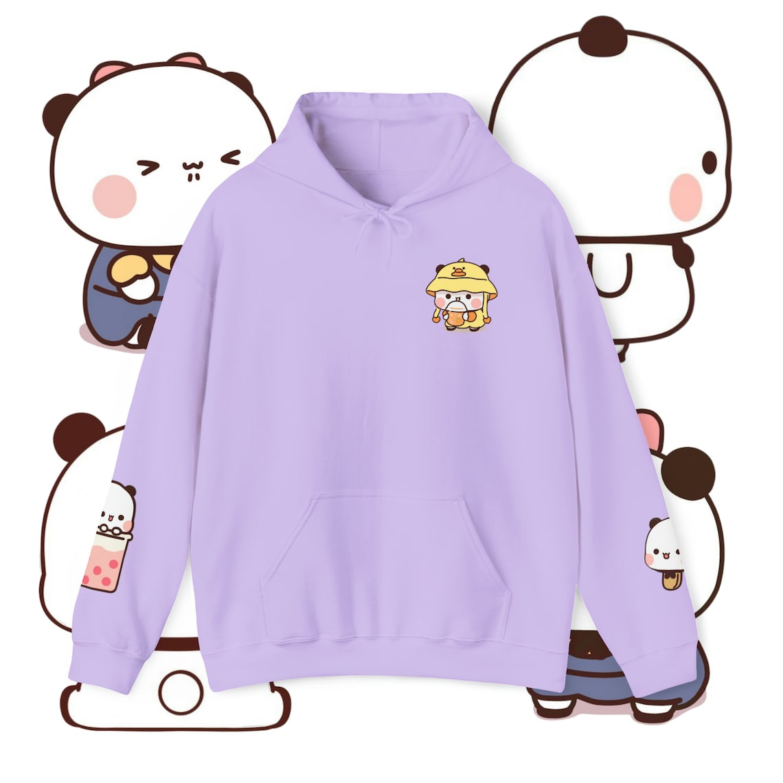 Boba Tea Bubu Version Couples Hoodie Panda Bear Bubu and Dudu couples ...