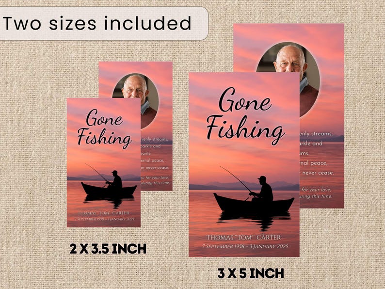 Editable Funeral Prayer Card Template: Photo Memorial Card (instant ...