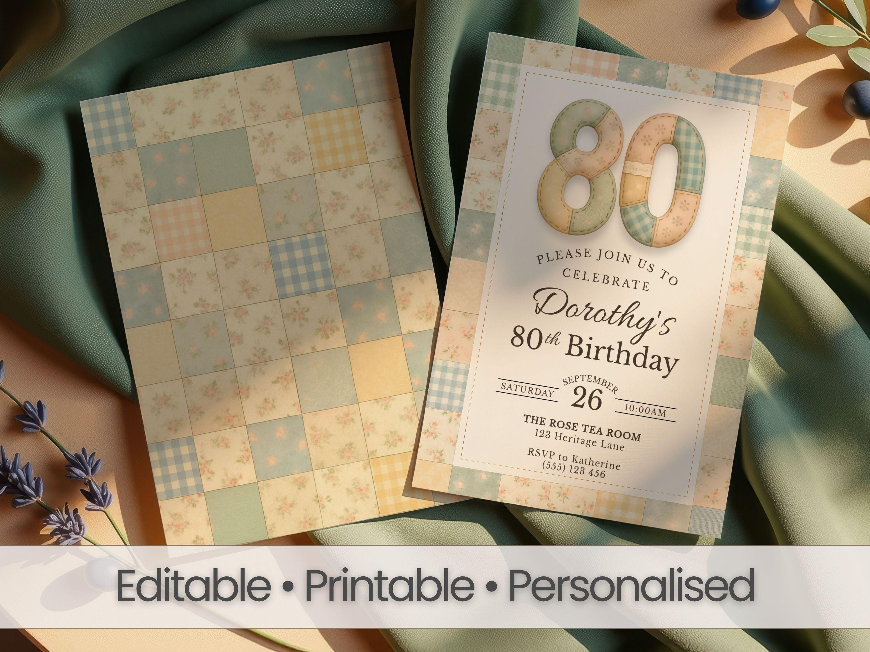 80th Birthday Invitation Template: Patchwork Photo Collage (digital ...