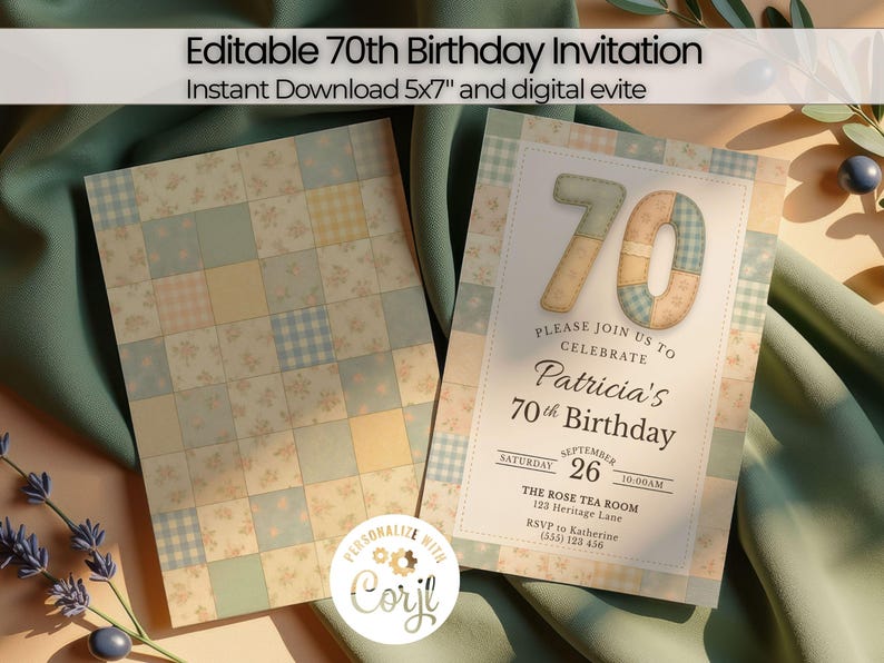 70th Birthday Invitation Template: Patchwork Photo Collage (digital ...