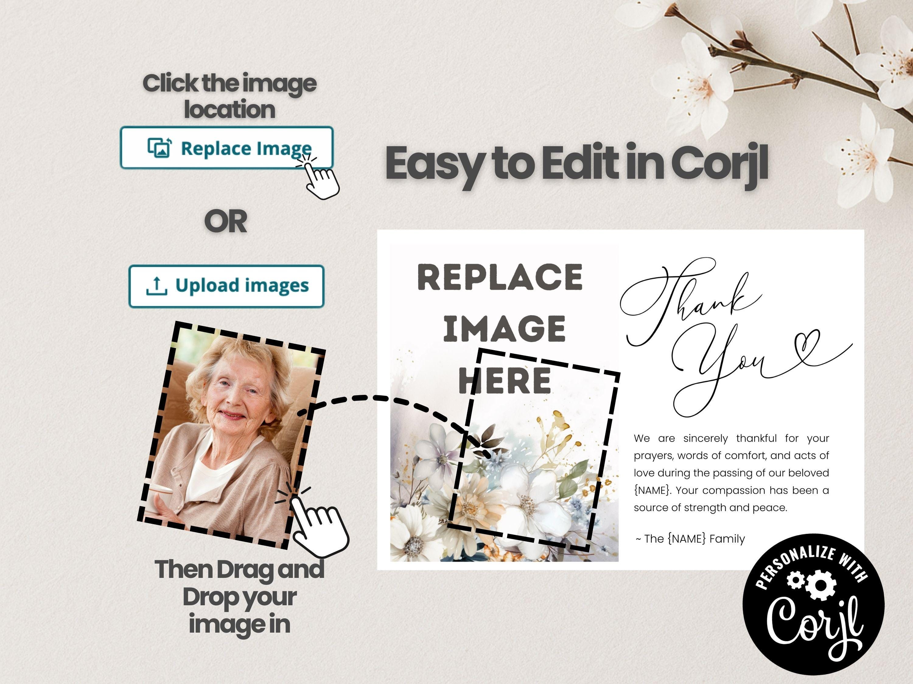 Editable Funeral Thank You Card Template: Minimalist Memorial ...