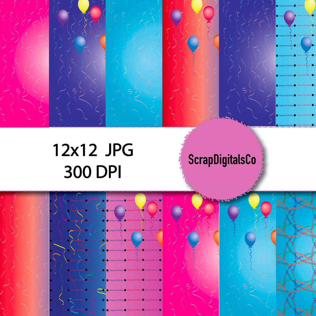 Colorful Birthday Digital Paper Digital Paper Birthday - Etsy