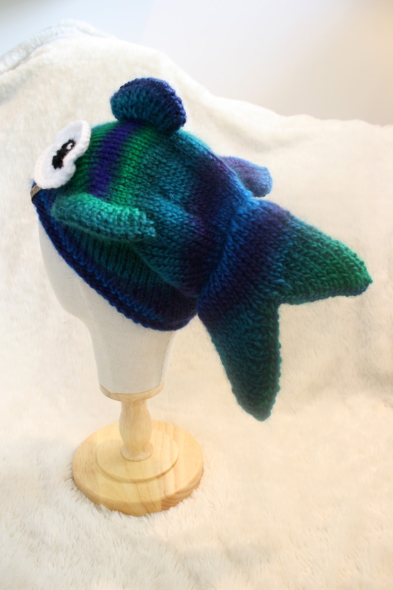 Hand Knit Fish Hat: Silly Acrylic Winter Beanie, Kids Novelty Gift - Etsy