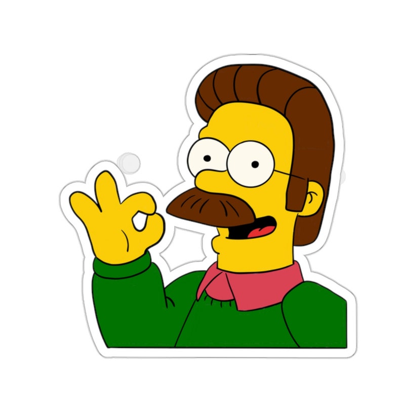 Okily Dokily Sticker Ned Flanders Simpson Sticker the Simpsons Kiss-cut ...