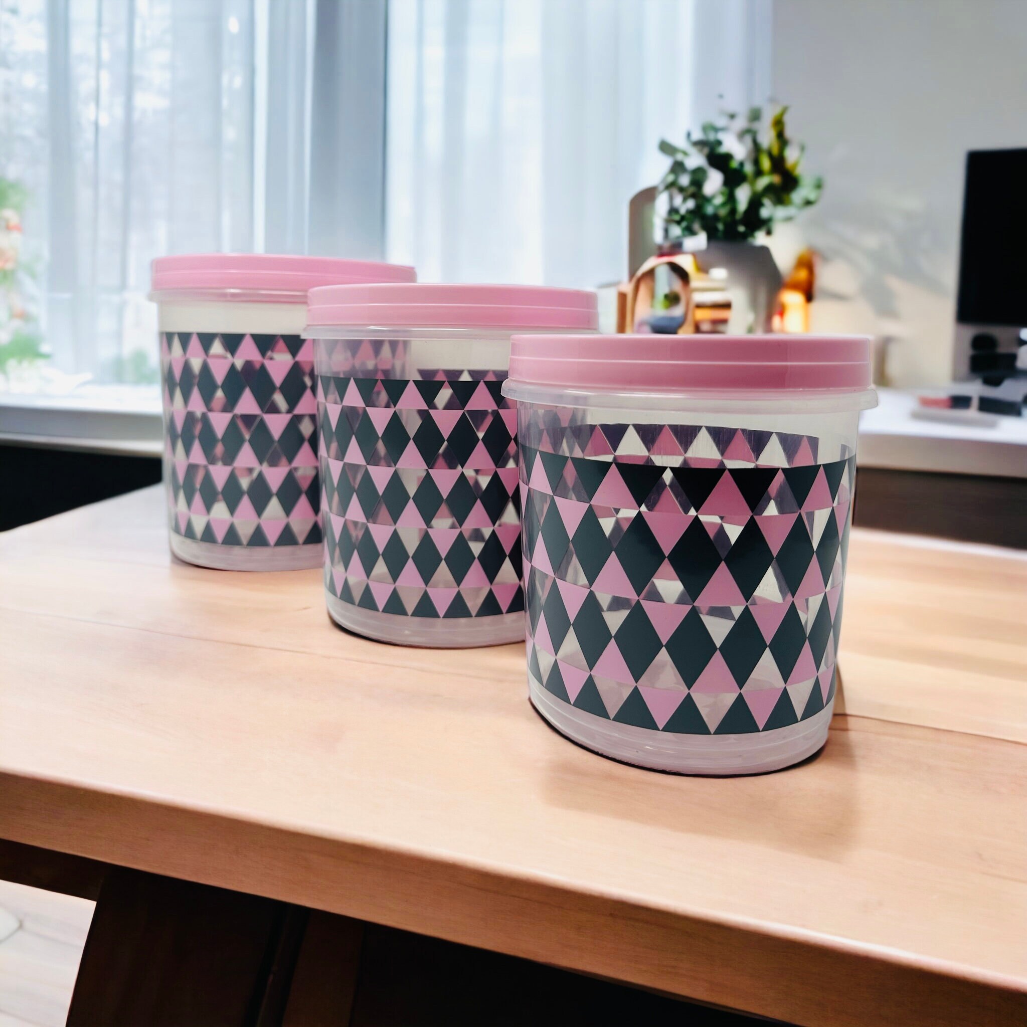 Set of 3 Containers, 3 Sizes Plastic Kitchen Containers, Fresh Food ...