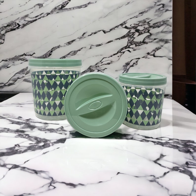 Set of 3 Containers, 3 Sizes Plastic Kitchen Containers, Fresh Food ...