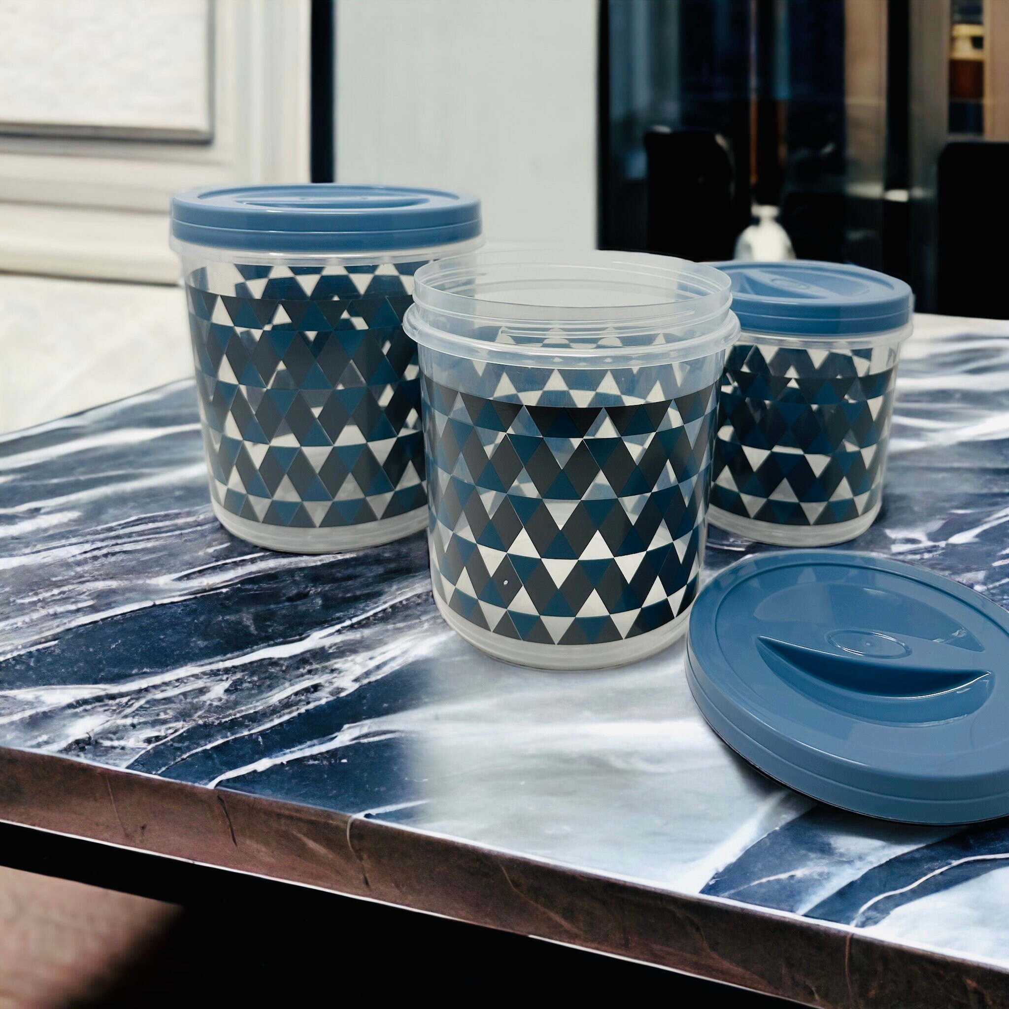 Set of 3 Containers, 3 Sizes Plastic Kitchen Containers, Fresh Food ...