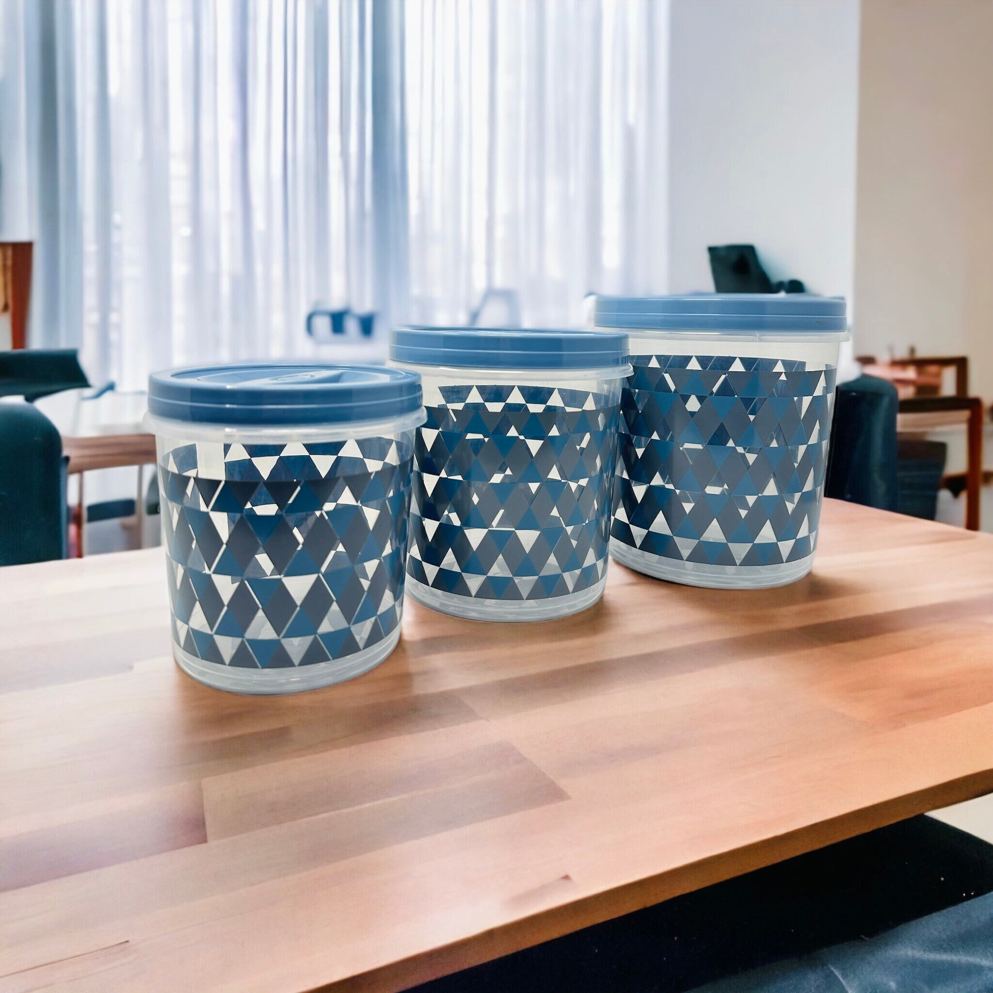 Set of 3 Containers, 3 Sizes Plastic Kitchen Containers, Fresh Food ...