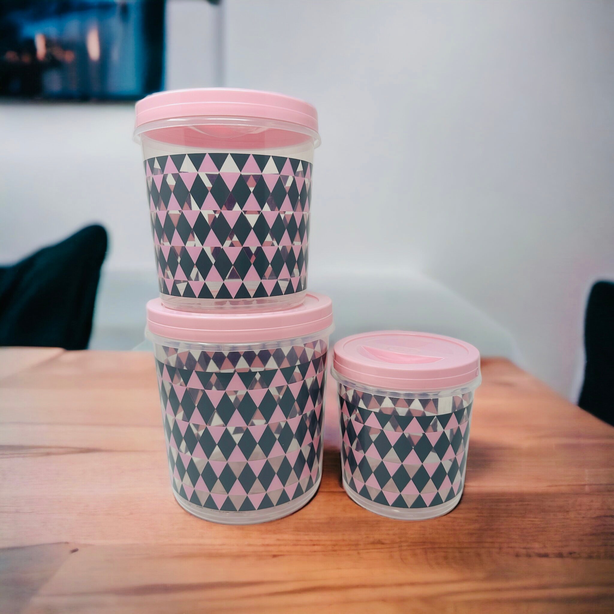 Set of 3 Containers, 3 Sizes Plastic Kitchen Containers, Fresh Food ...