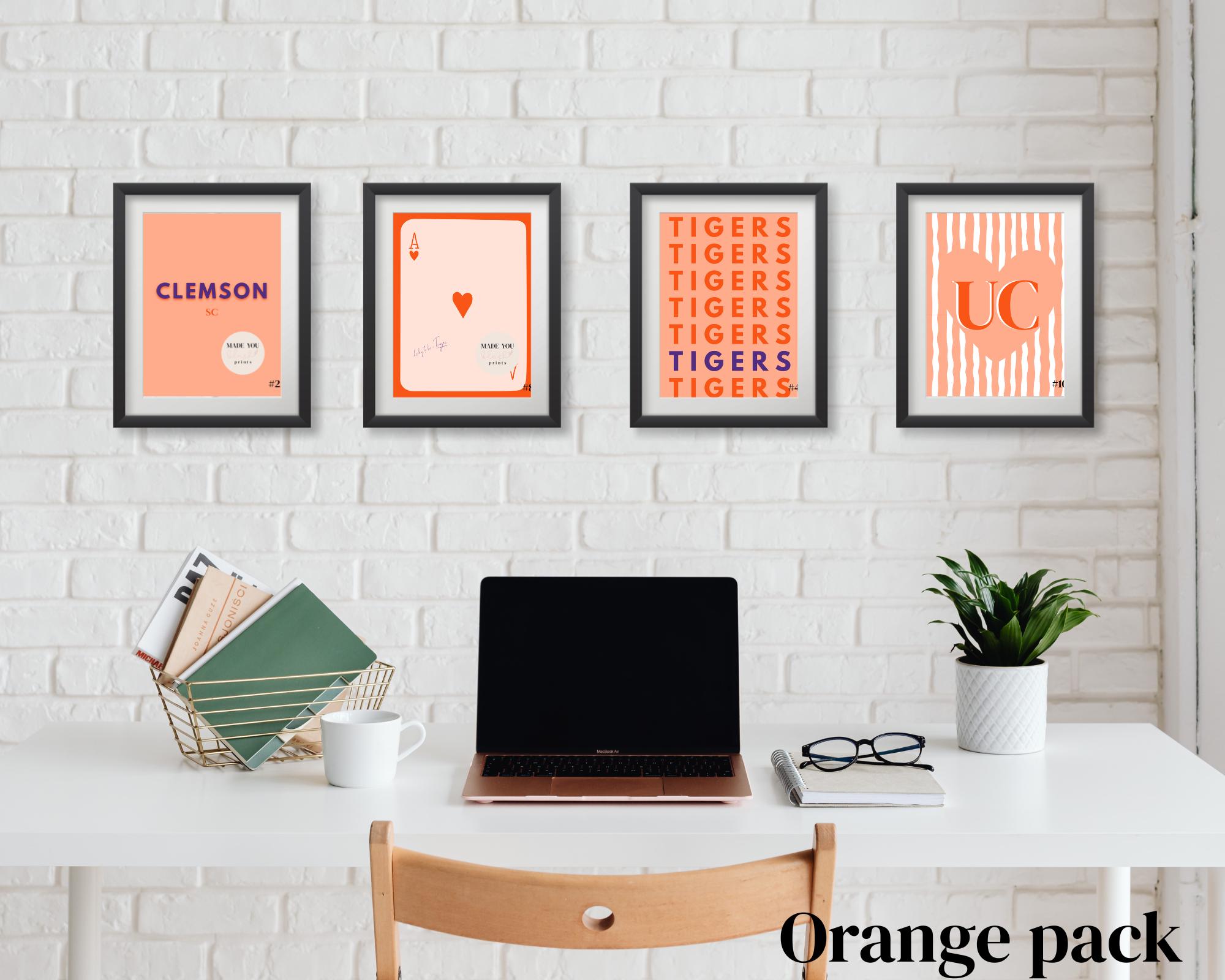 Clemson Wall Prints Set of 1-8 - Etsy