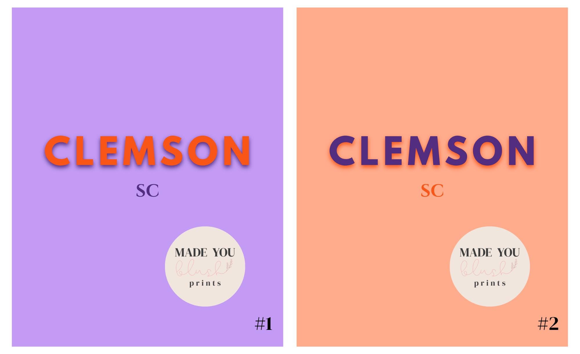 Clemson Wall Prints Set of 1-8 - Etsy