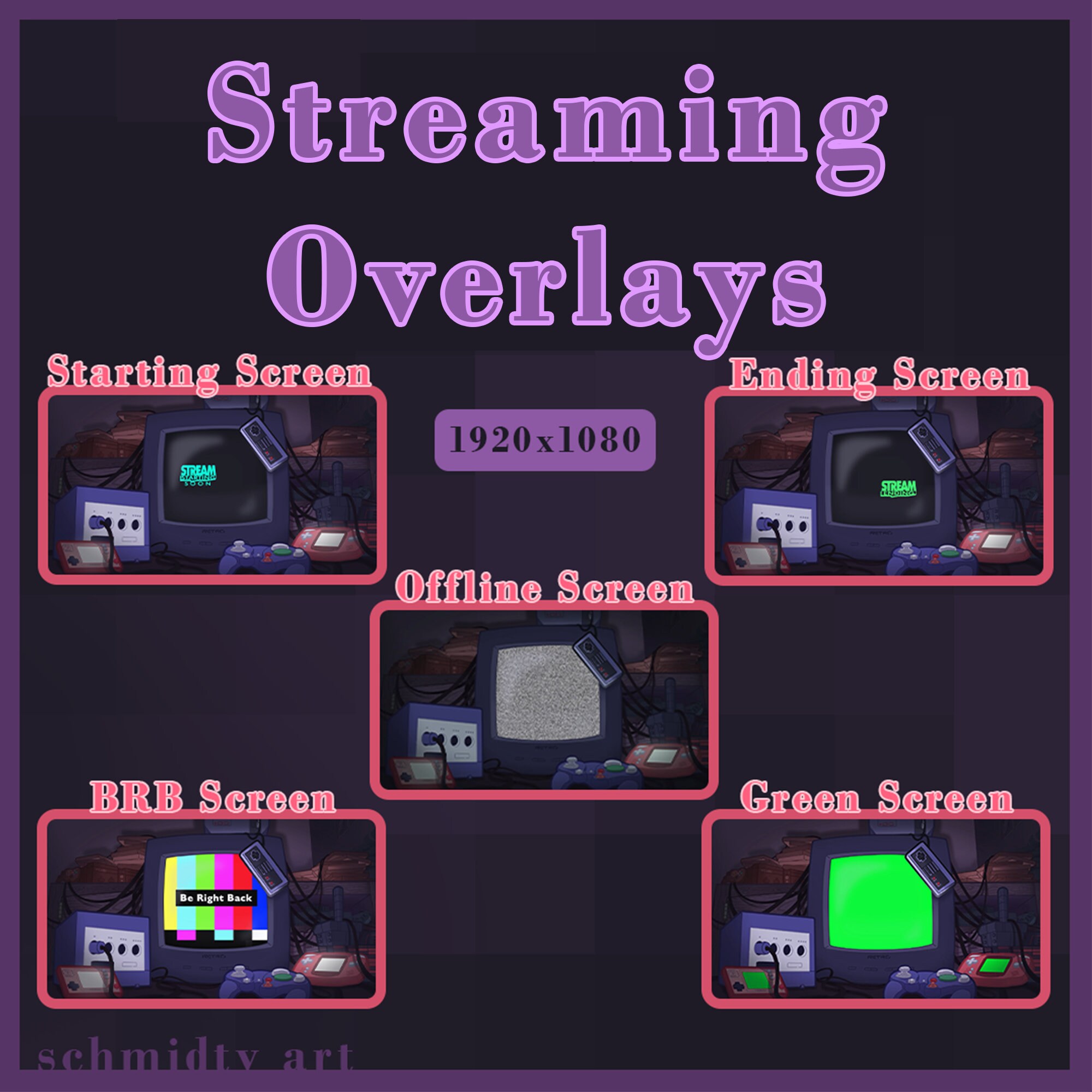Retro Streaming Bundle Animated Overlays Twitch Panels Animated Twitch ...