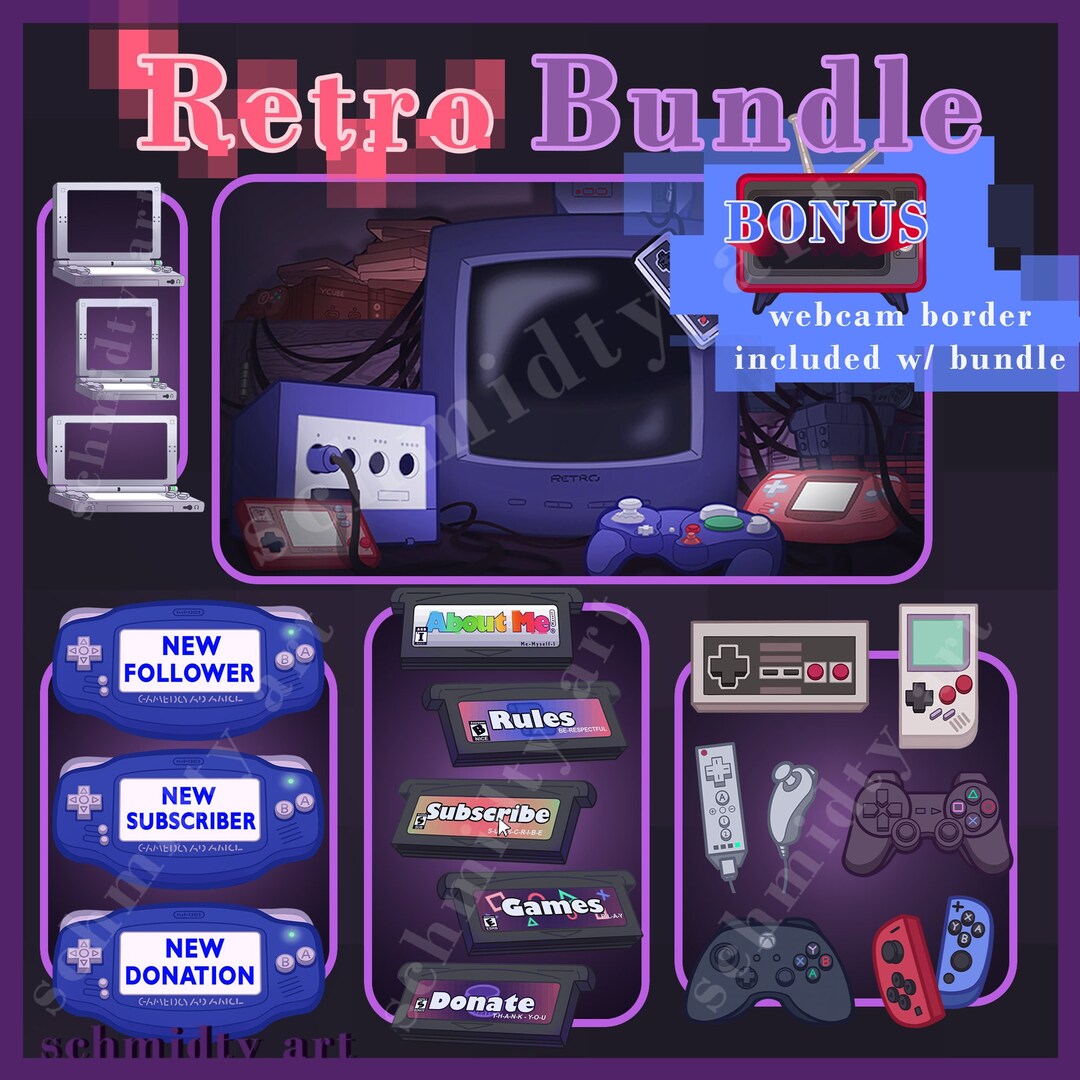 Retro Streaming Bundle | Animated Overlays | Twitch Panels | Animated ...