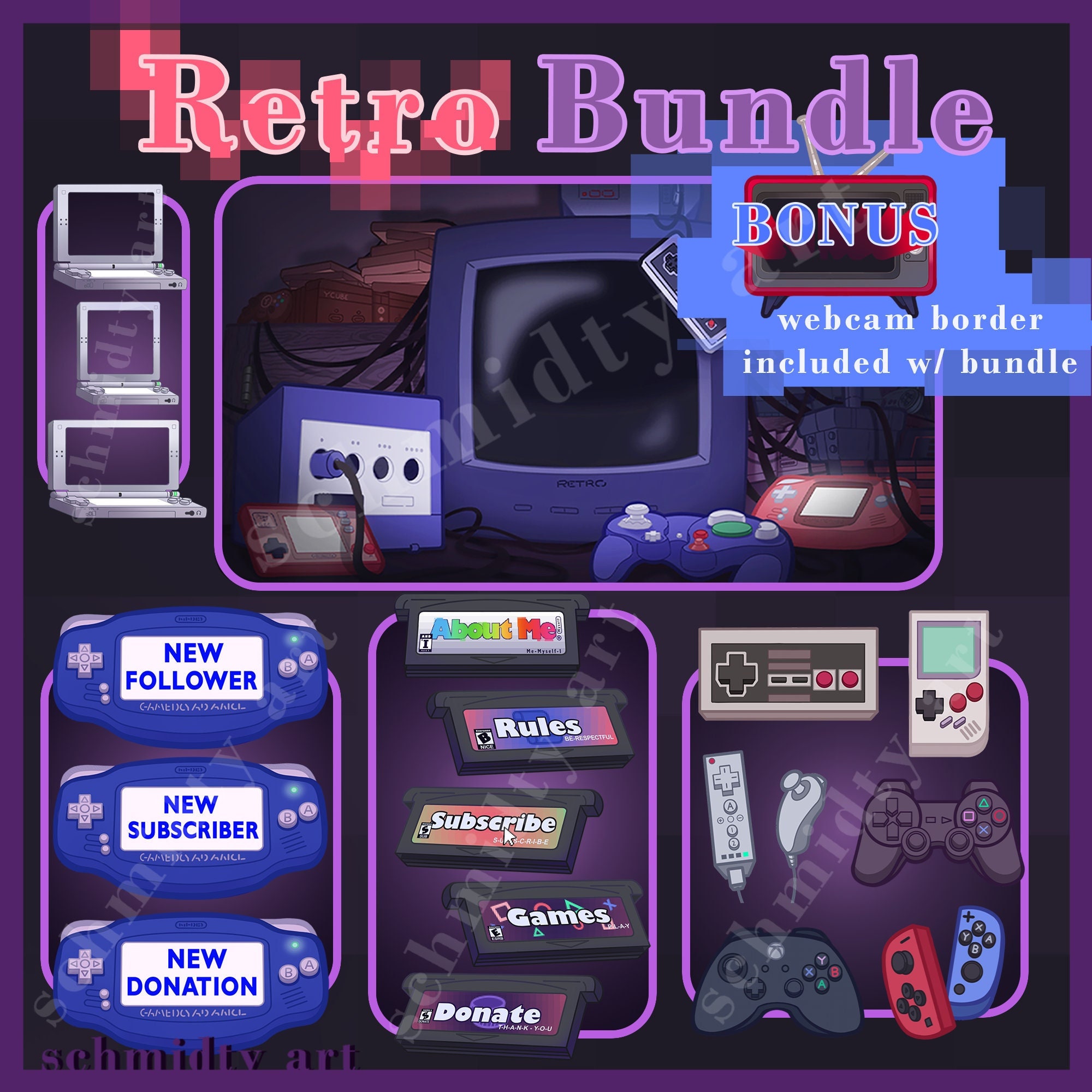 Retro Streaming Bundle Animated Overlays Twitch Panels Animated Twitch ...