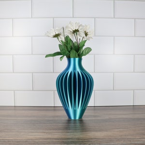 Modern Wave Vase in Silk Blue Green - Etsy